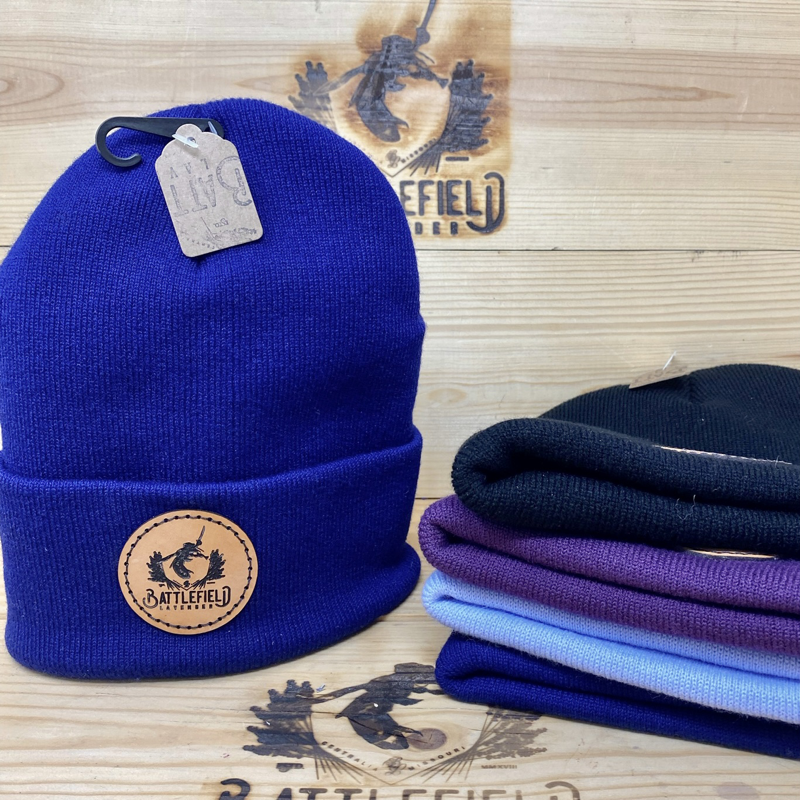 Beanie with Battlefield Lavender leather logo emblem | Battlefield Lavender