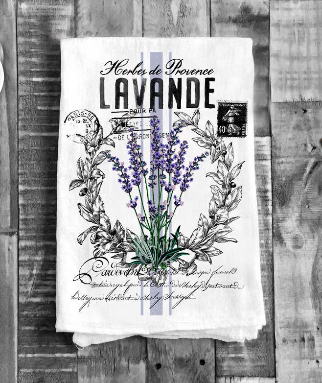 Vintage French Lavender Kitchen Flour Sack Tea Towel | Battlefield Lavender