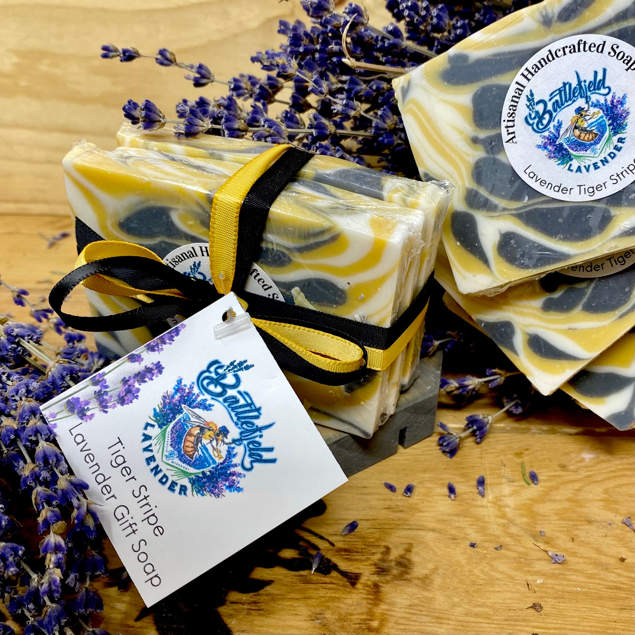 Tiger Stripe Lavender Soap (Guest Soap Set) | Battlefield Lavender